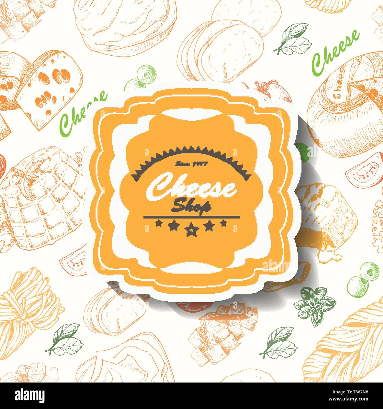 Vector background with cheese products. Vector illustration for your ...