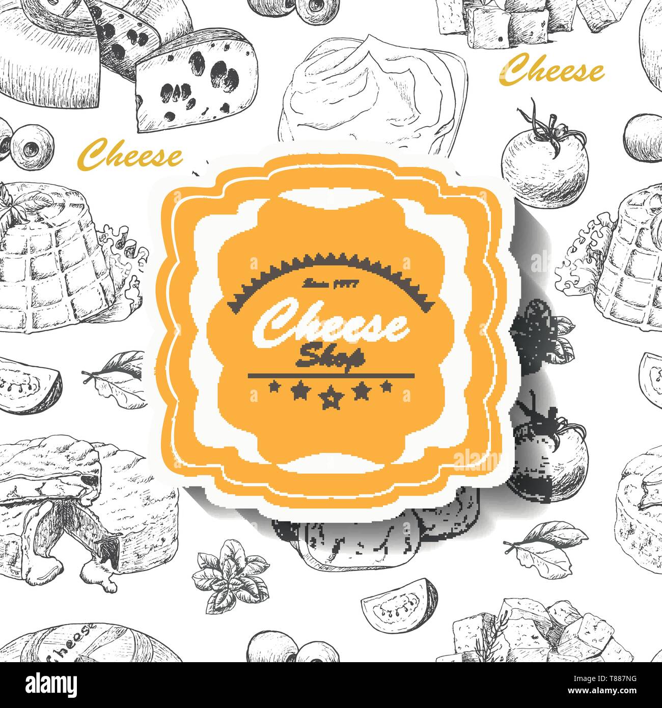 Vector background with cheese products. Vector illustration for your ...