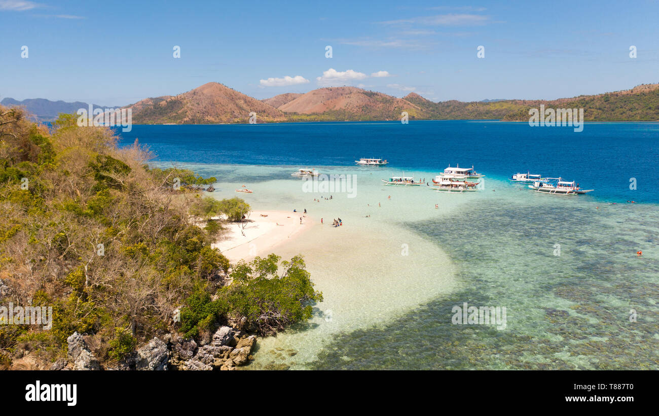 Beautiful lagoon with a white beach. Philippine Islands.Boat tour to ...