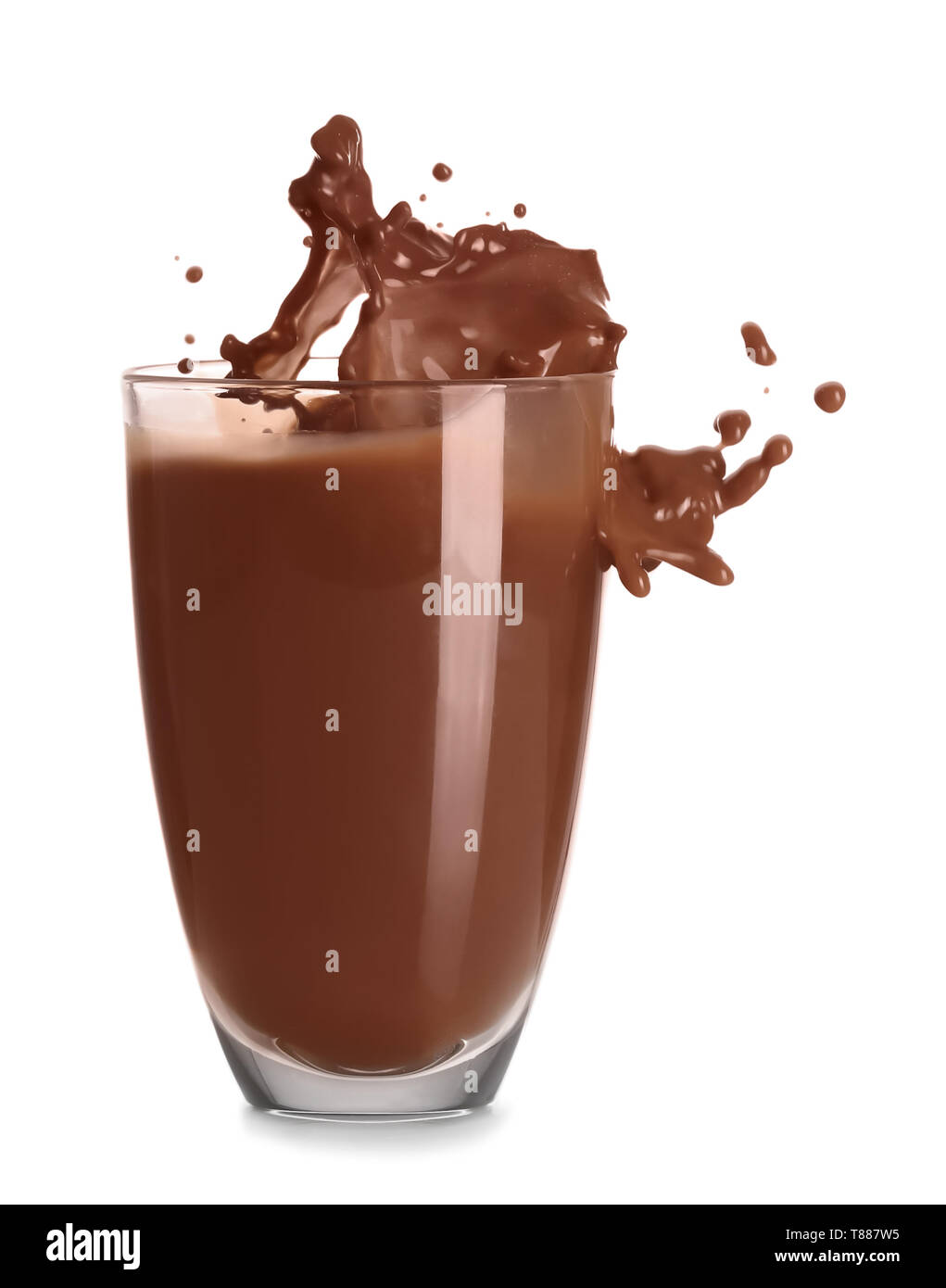 Splash of cocoa in glass on white background Stock Photo - Alamy