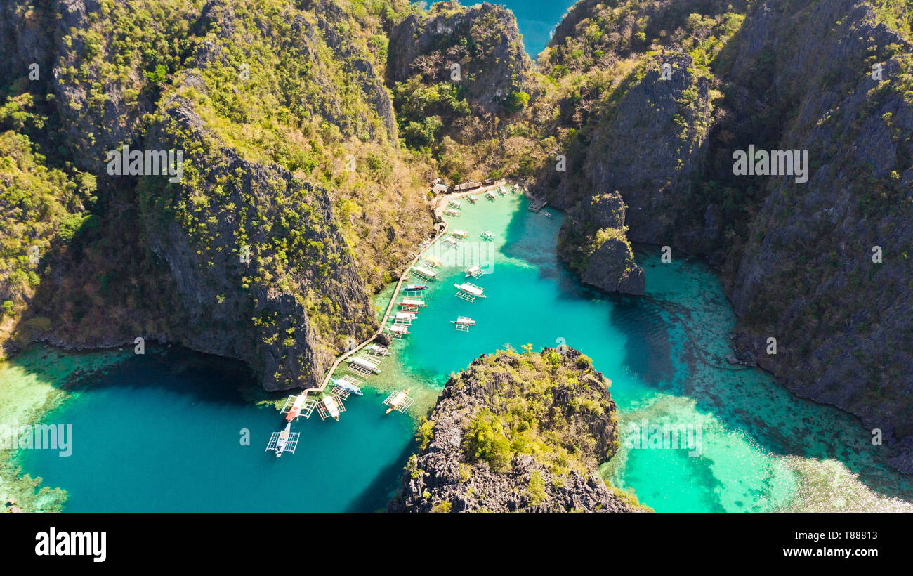 Sea lakes between the rocks. Turquoise lagoon on the Busuanga Islands ...