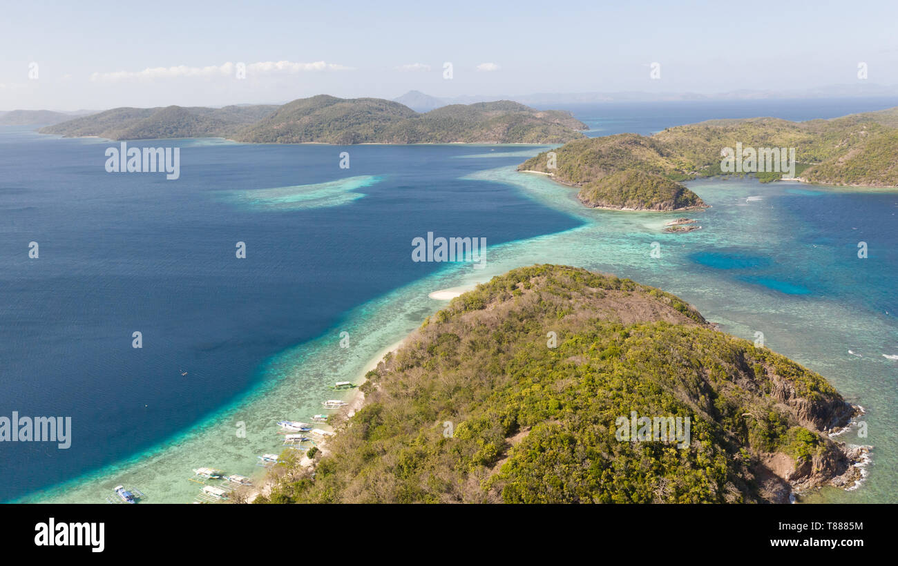 Beautiful archepilag with coral reefs.Tropical islands, view from above ...