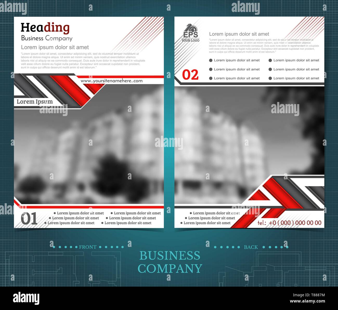 Two sided leaflets with buildings and geometric patterns Stock Vector ...