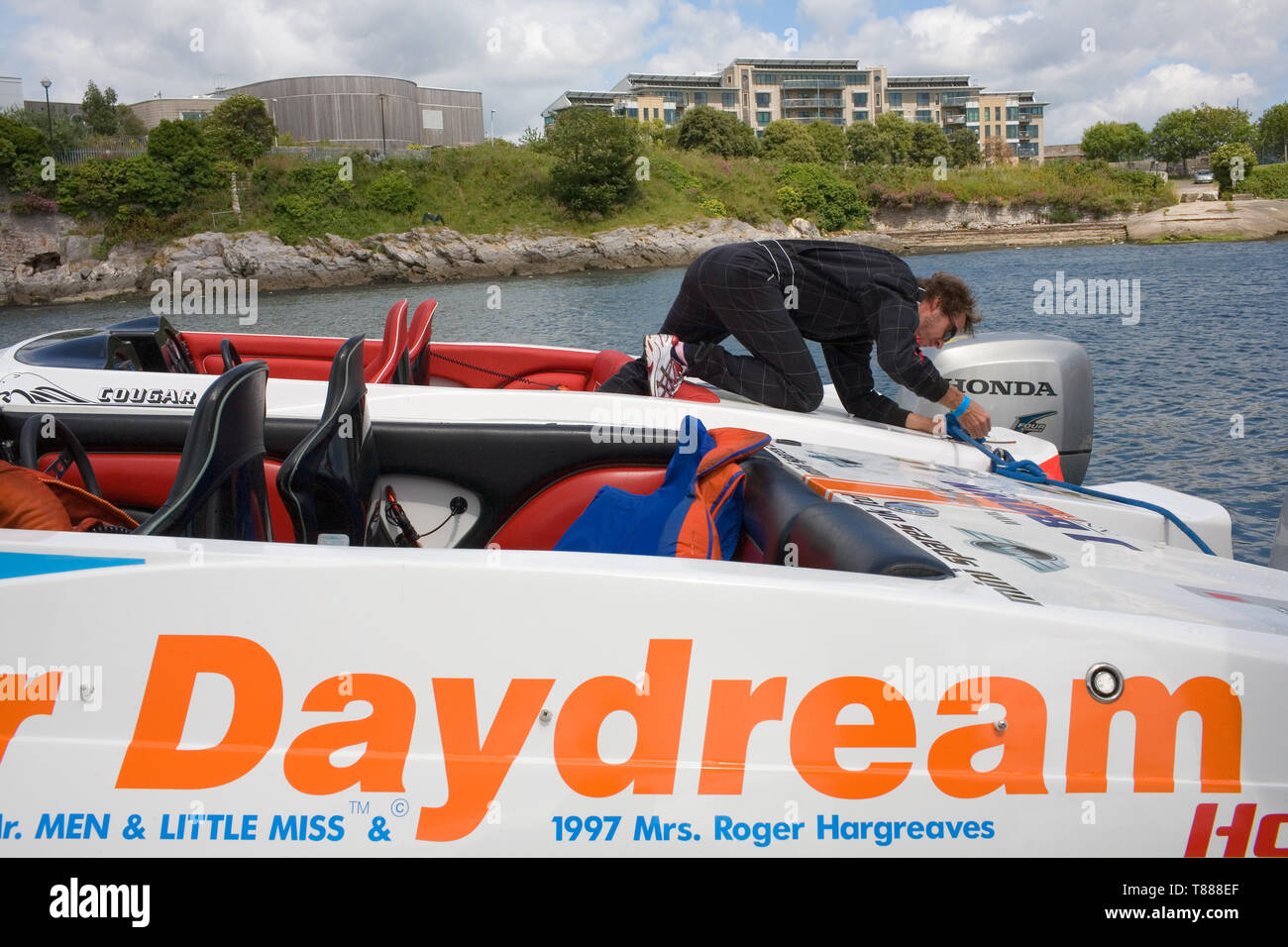 Tom Stone ties up after his first ever powerboat race in which he came ...