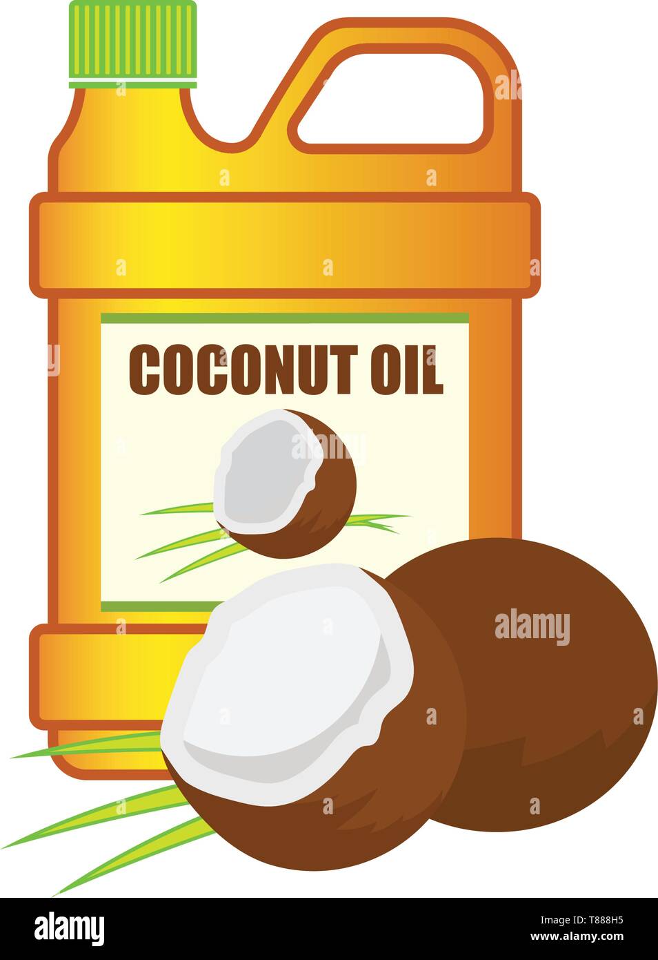 coconut fruit and coconut oil concept. vector illustration Stock Vector ...