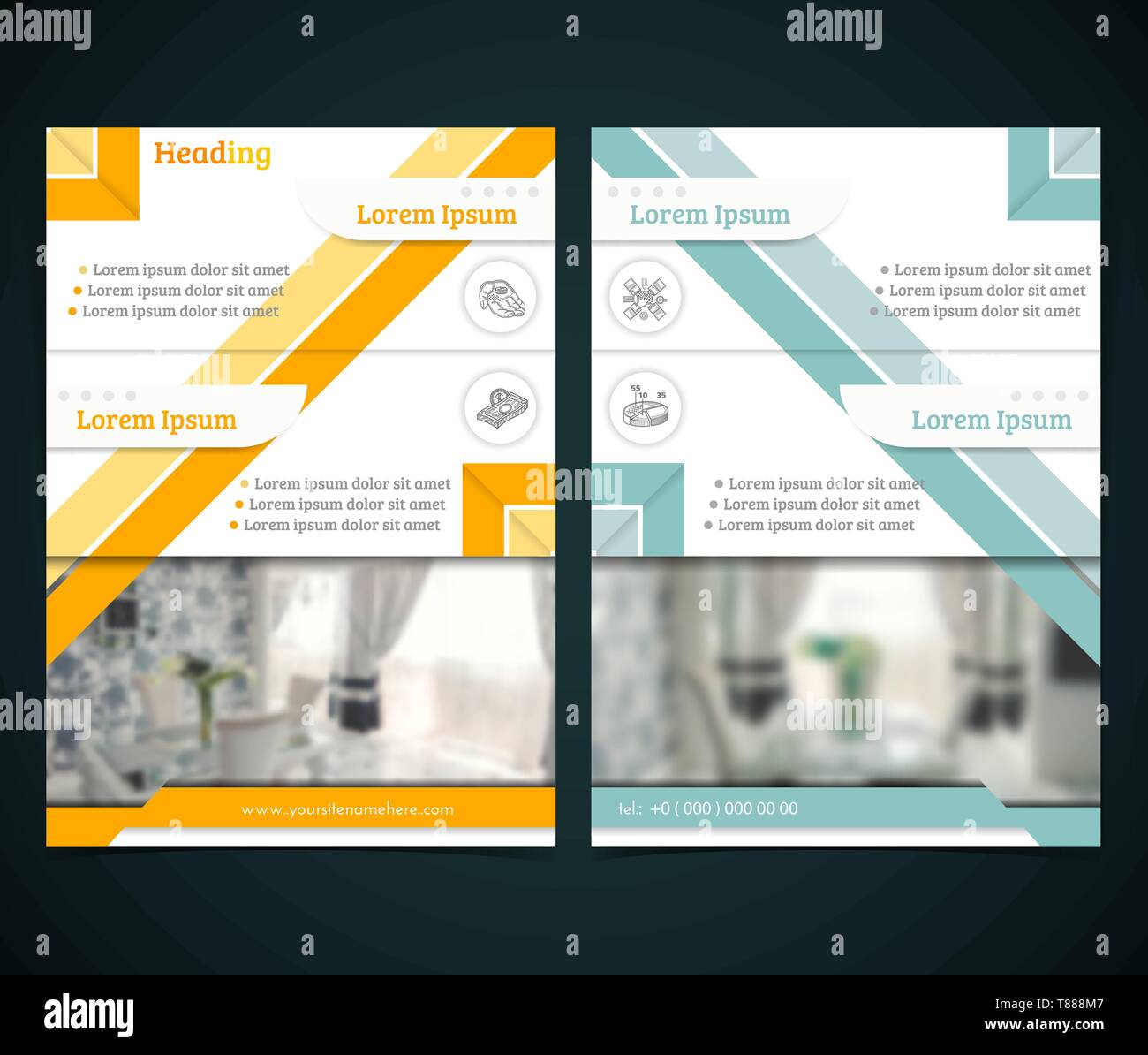 Two sided leaflets with buildings and geometric patterns Stock Vector ...