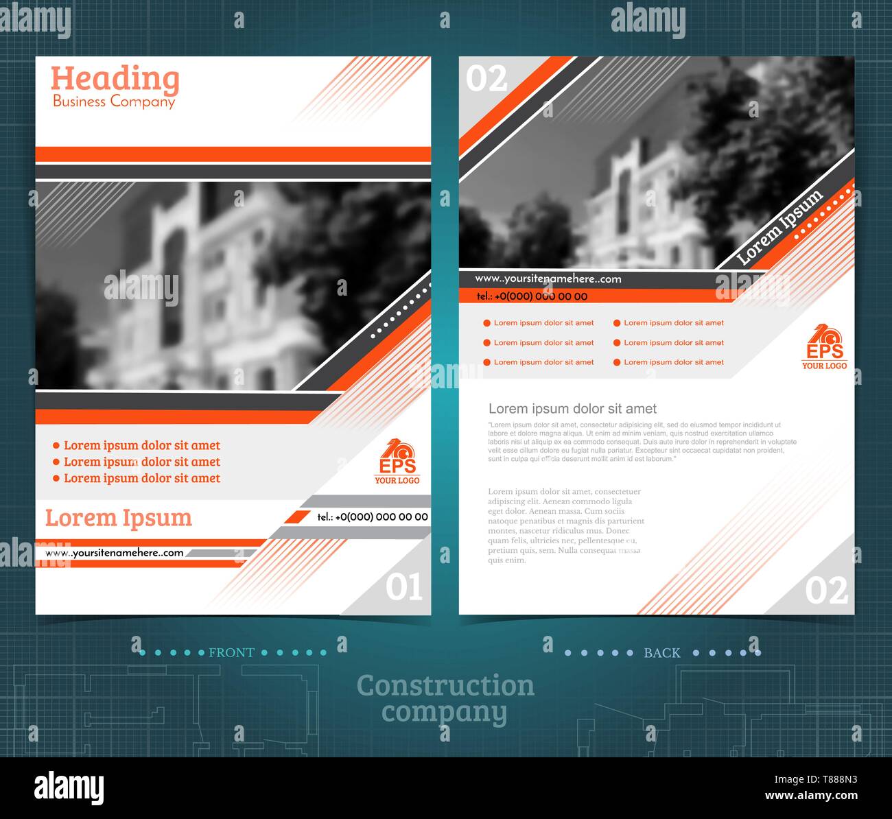 Two sided leaflets with buildings and geometric patterns Stock Vector ...