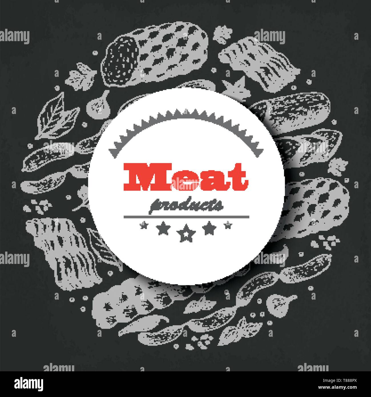 Salami and bacon with rosemary Stock Vector Images - Alamy