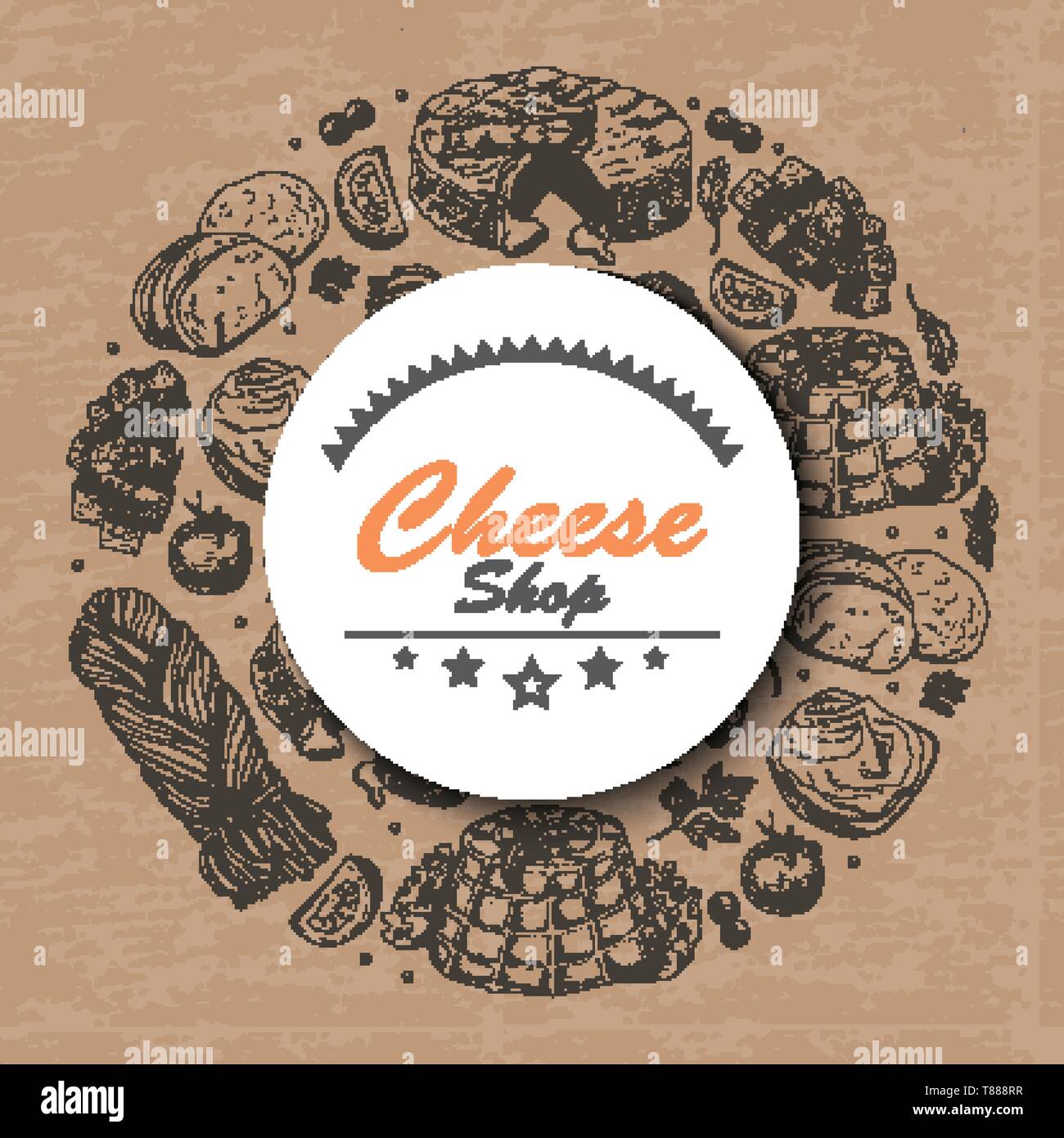 Vector circle from different types of cheese. Vector illustration for ...