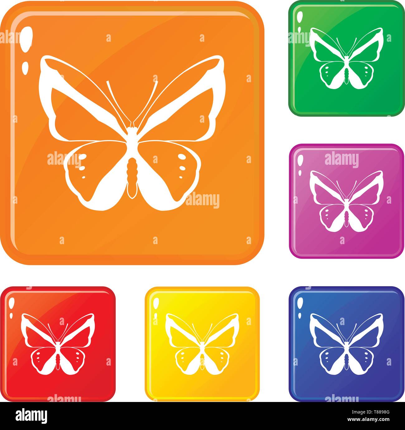 Butterfly icons set vector color Stock Vector Image & Art - Alamy
