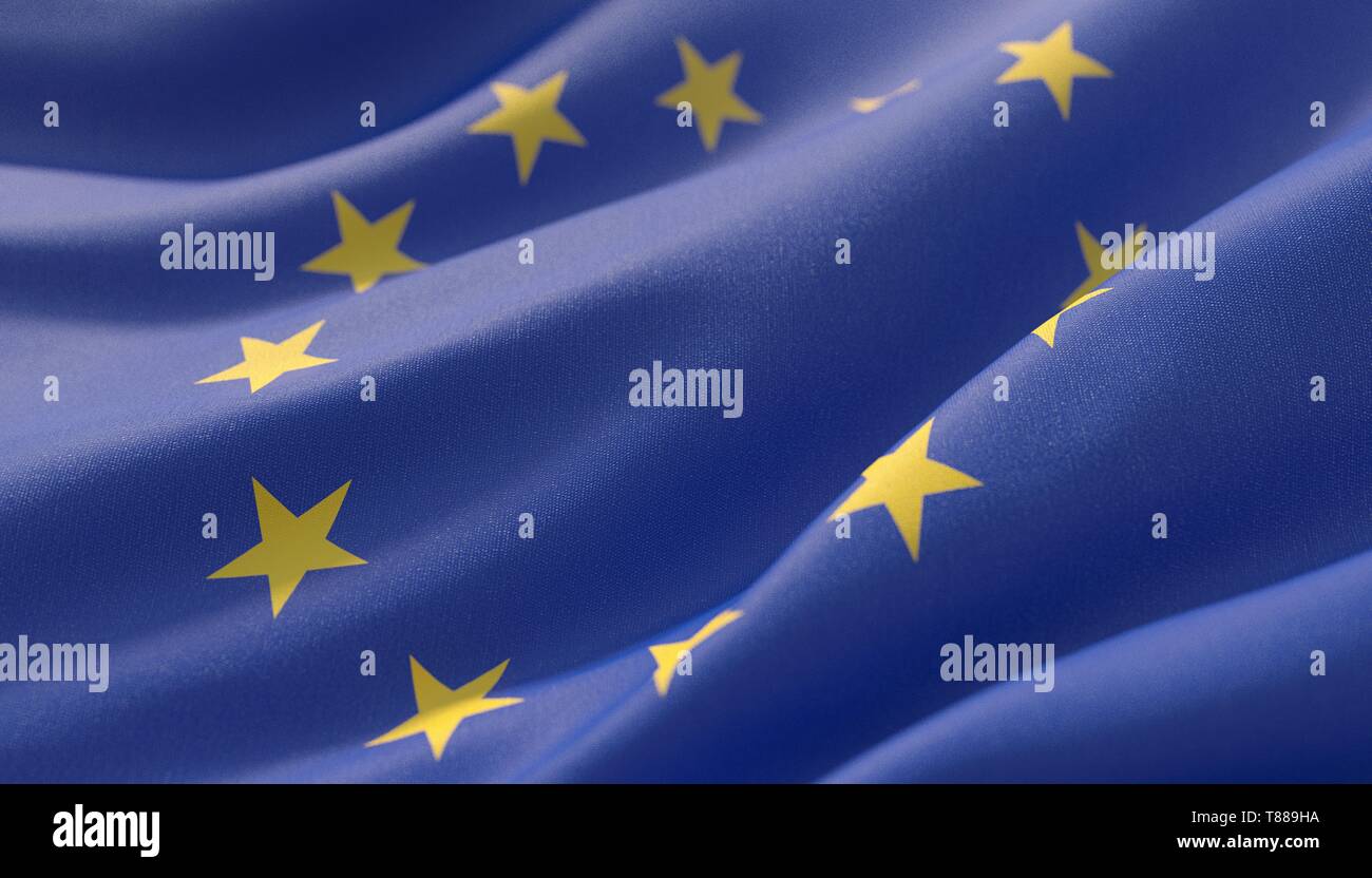 Official EU flag. European Union Flag. 3D illustration Stock Photo - Alamy