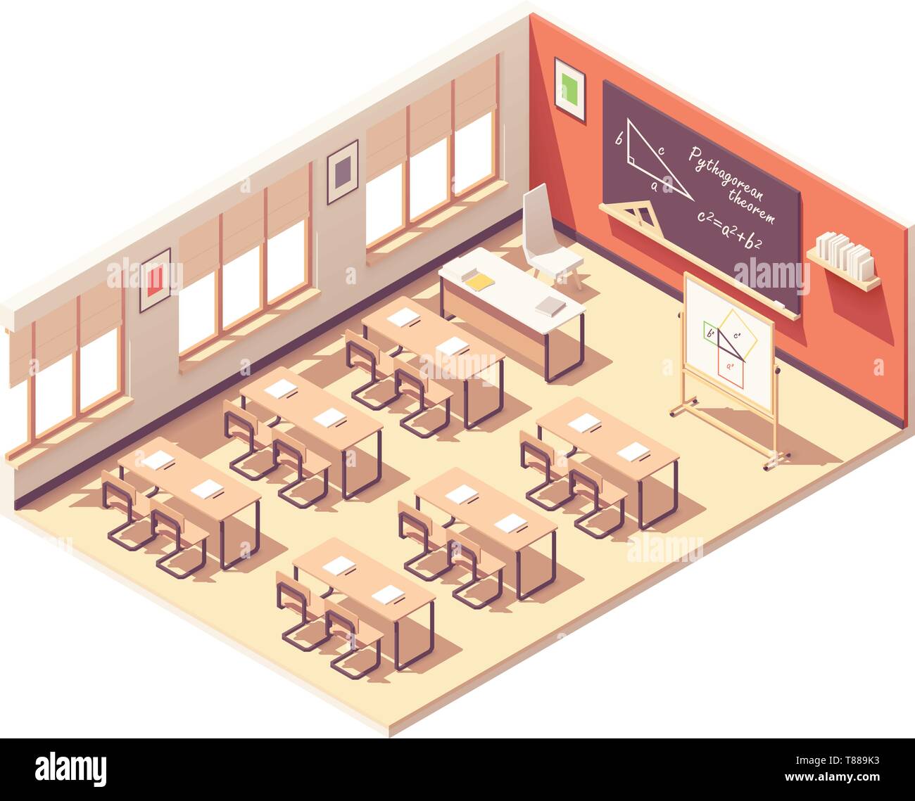 Vector isometric school mathematics classroom Stock Vector Image & Art ...