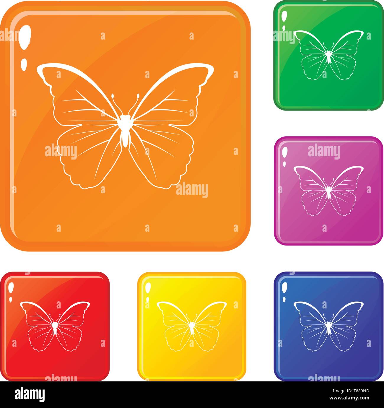 Butterfly icons set vector color Stock Vector Image & Art - Alamy