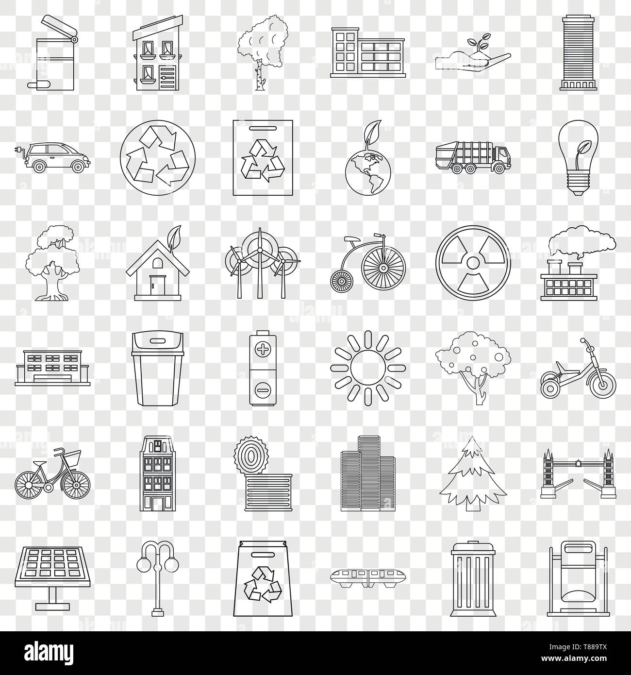 Eco city icons set, outline style Stock Vector Image & Art - Alamy