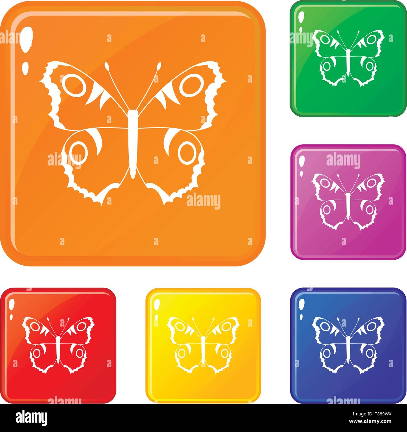 Butterfly icons set vector color Stock Vector Image & Art - Alamy