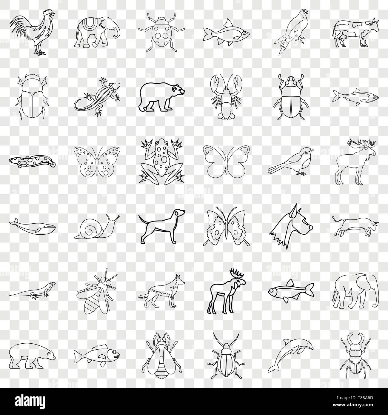 Nature icons set, outline style Stock Vector Image & Art - Alamy