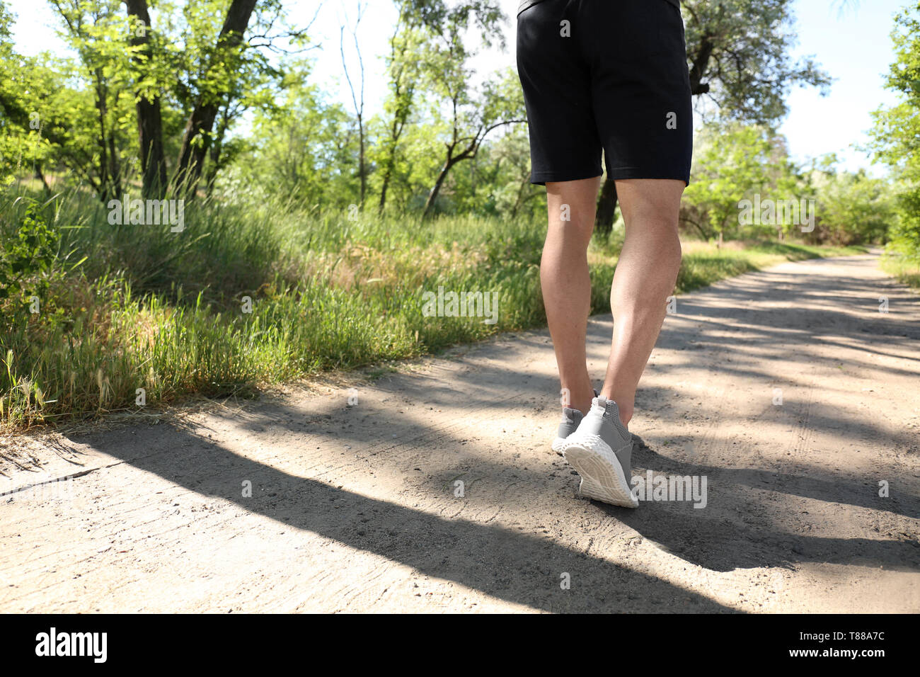 Sporty man running in park Stock Photo - Alamy