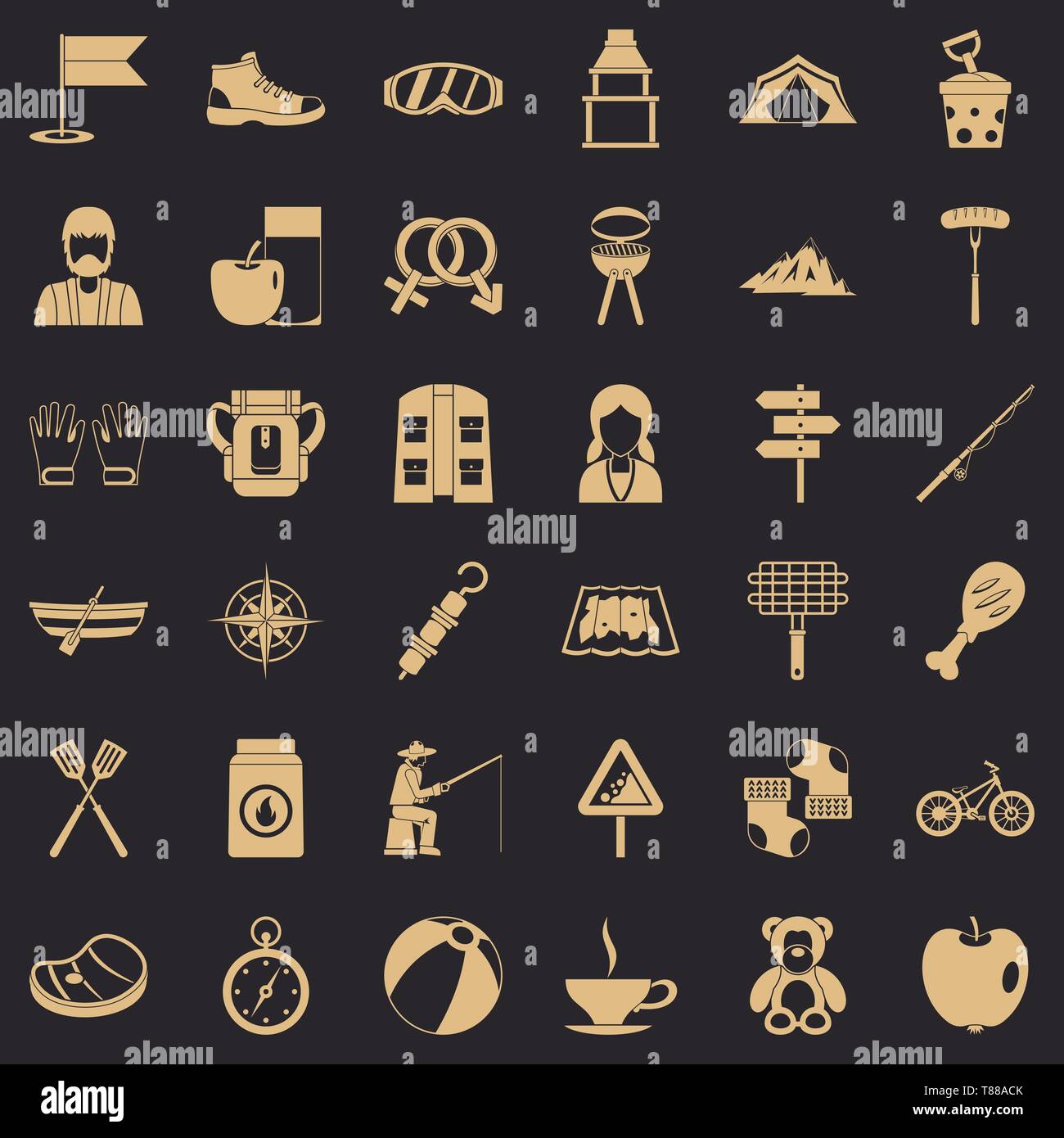 Hiking icons set, simple style Stock Vector Image & Art - Alamy