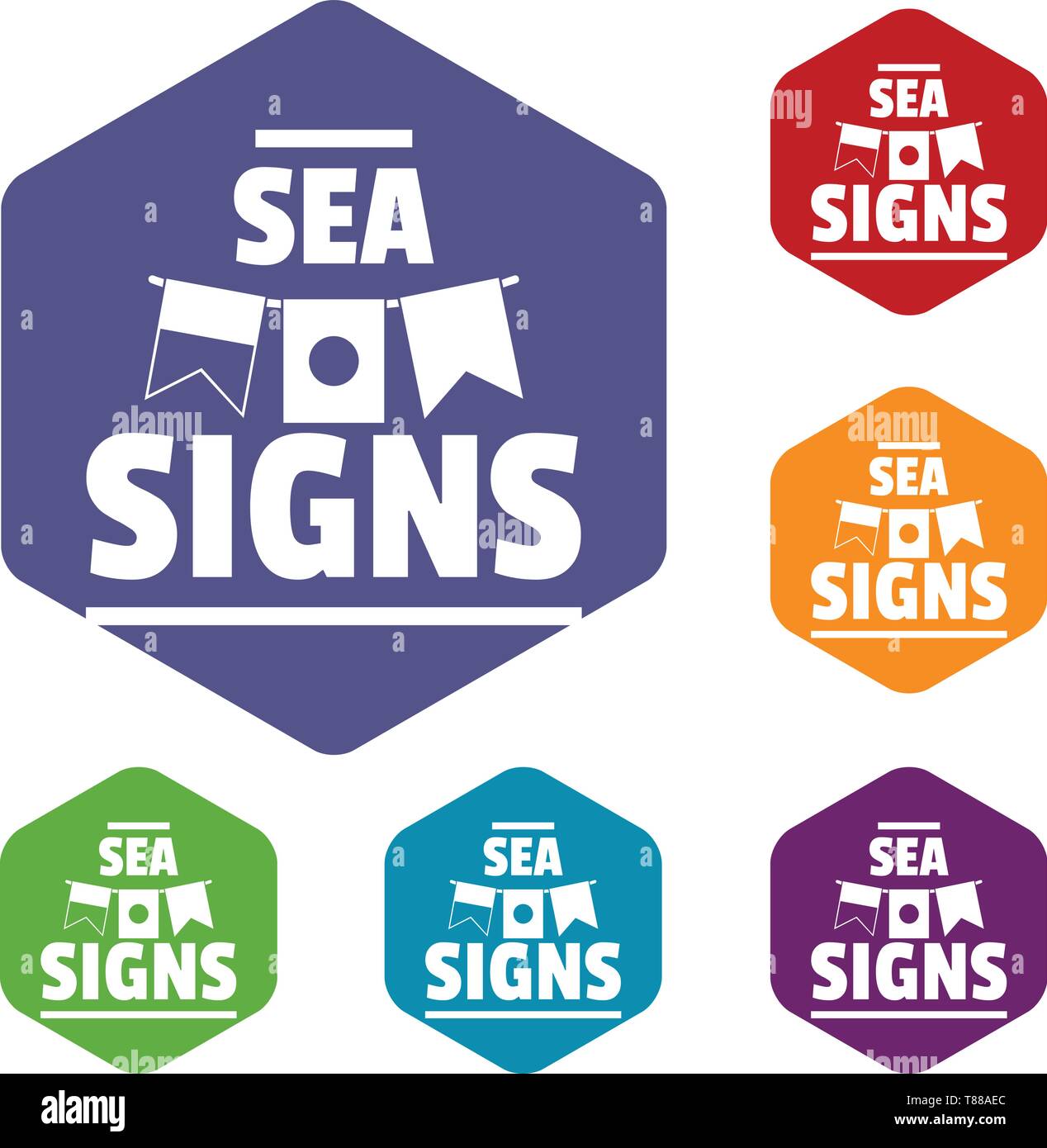 Sea signs icons vector hexahedron Stock Vector Image & Art - Alamy