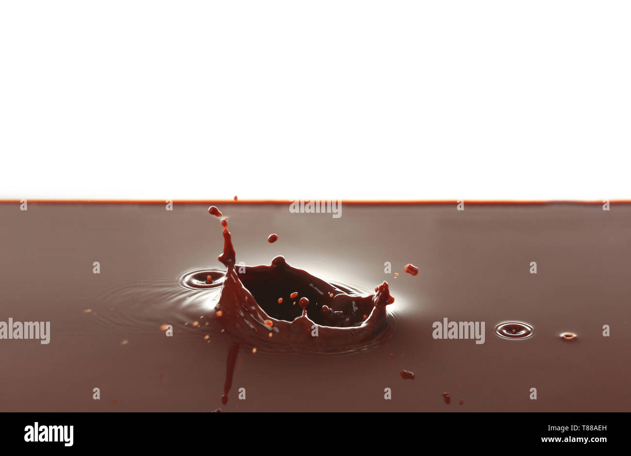 Splash of cocoa on white background Stock Photo - Alamy