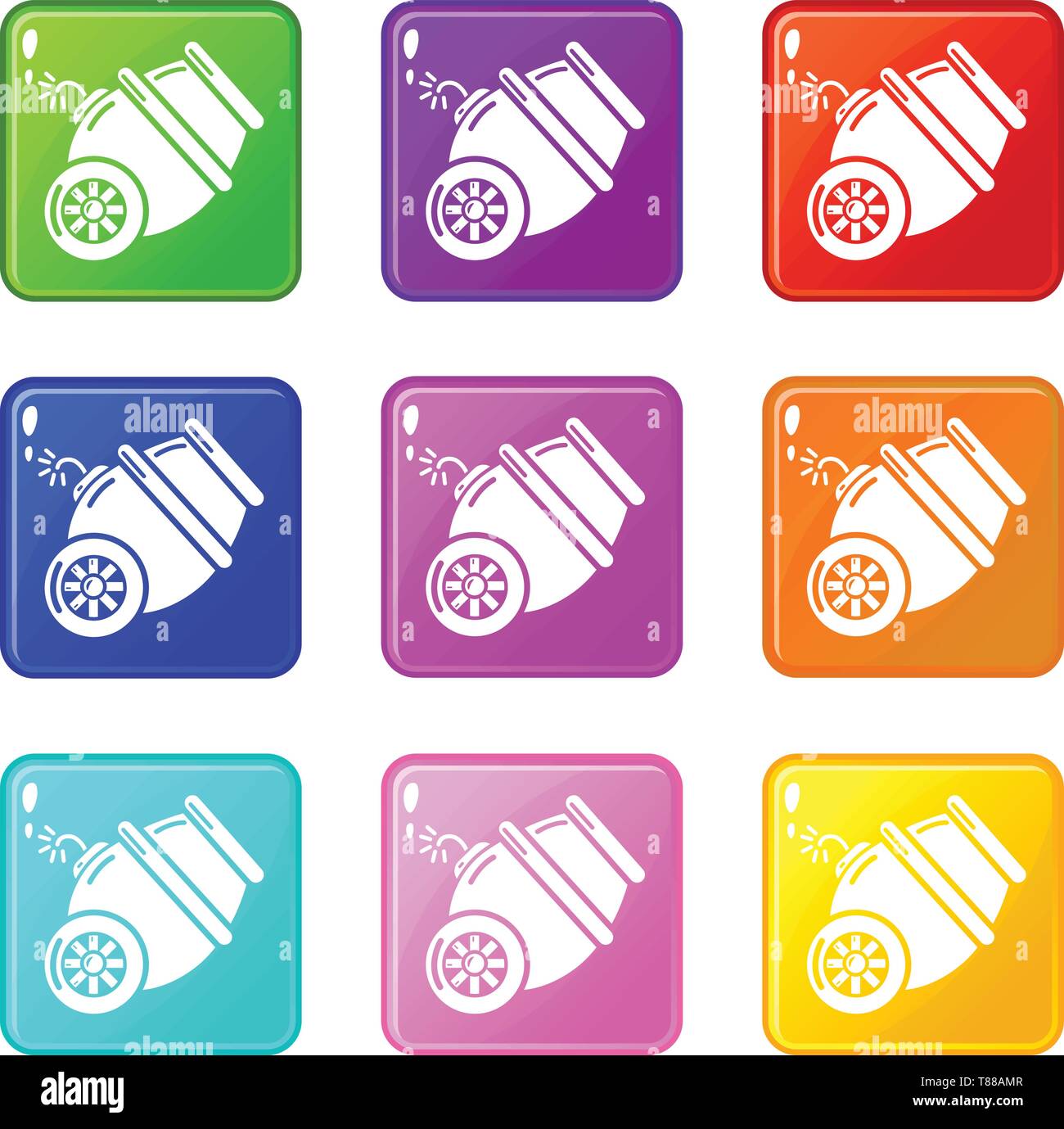 Ship cannon icons set 9 color collection Stock Vector Image & Art - Alamy