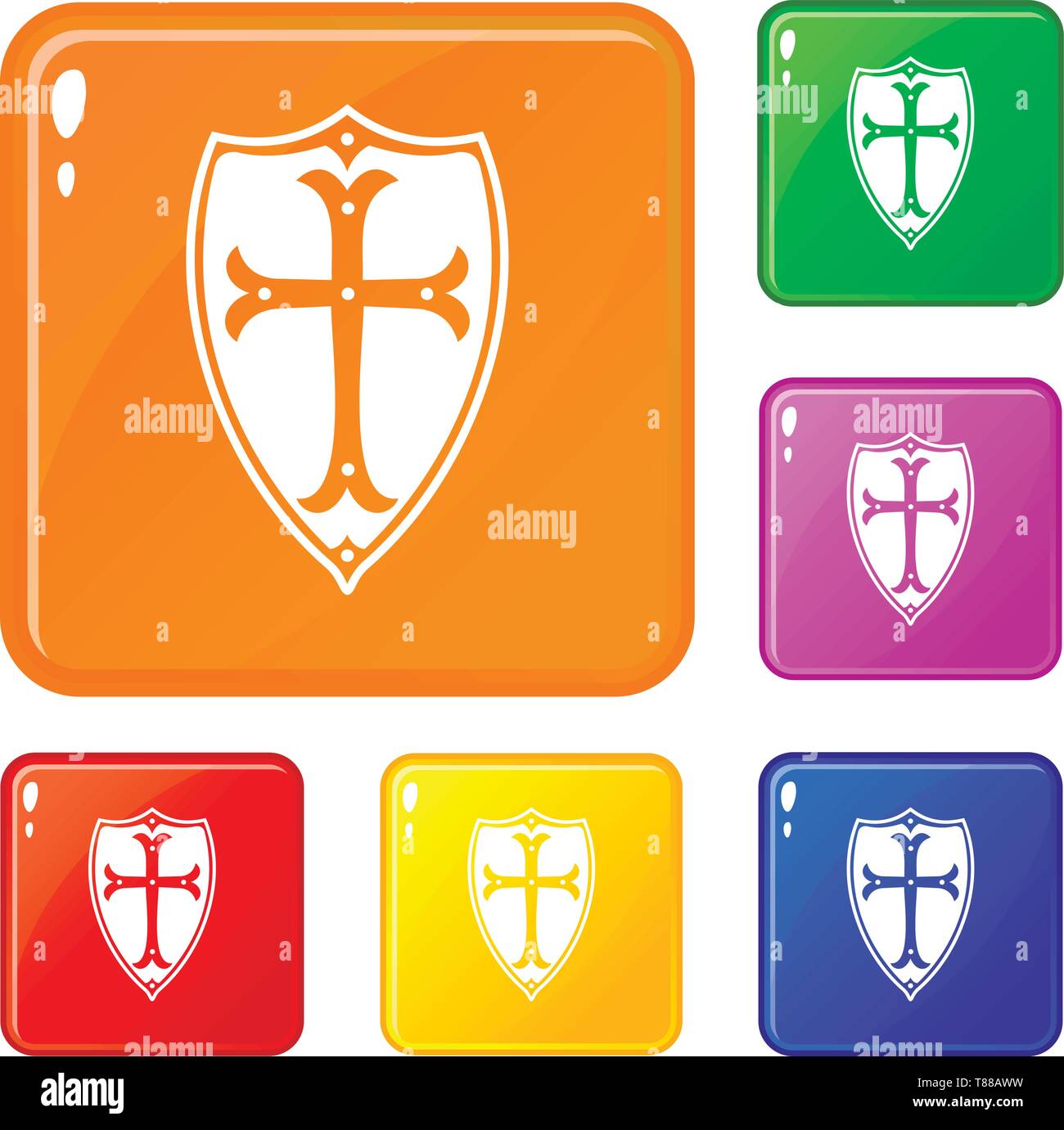 Shield icons set vector color Stock Vector Image & Art - Alamy