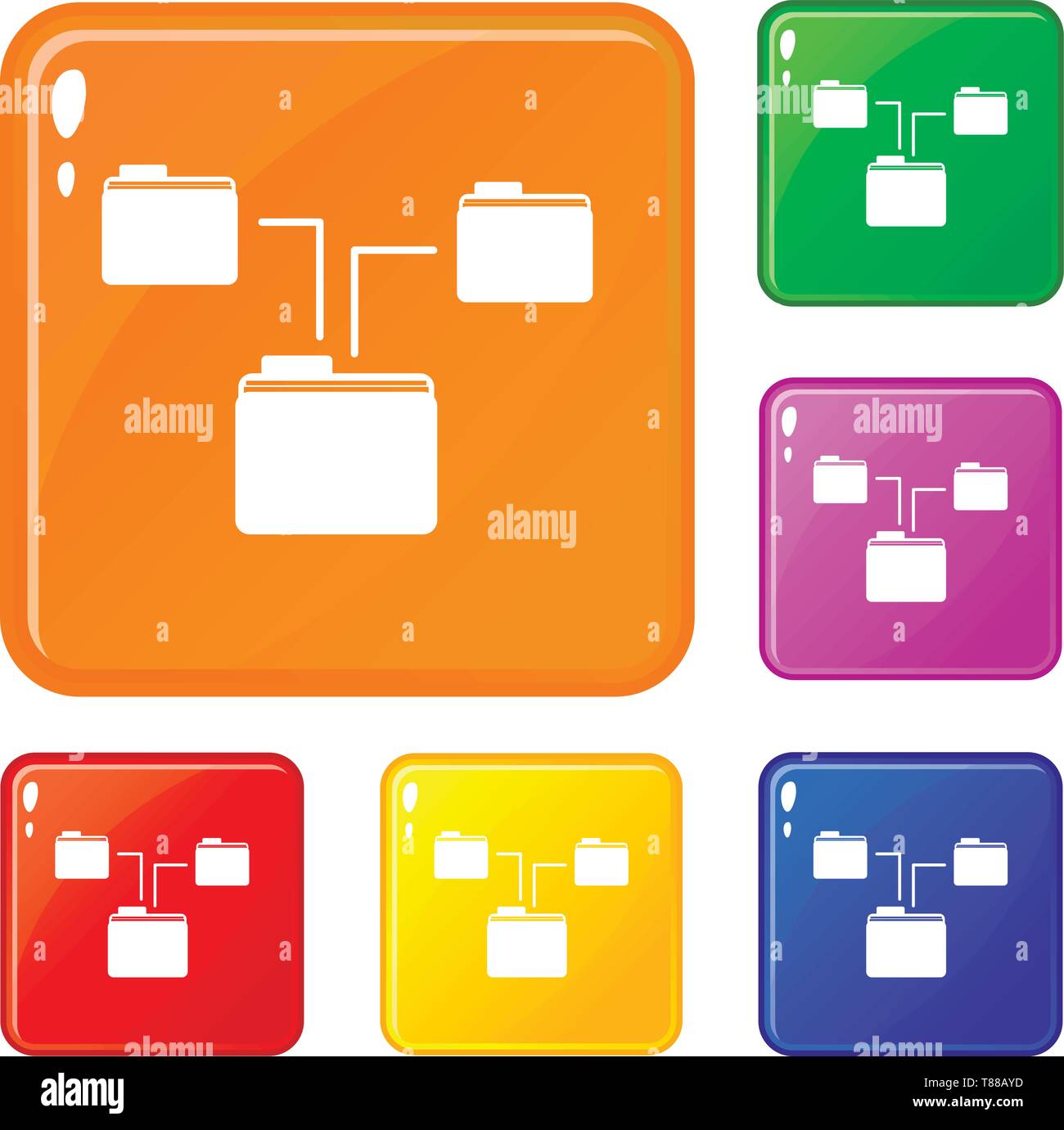 Folders structure icons set vector color Stock Vector Image & Art - Alamy