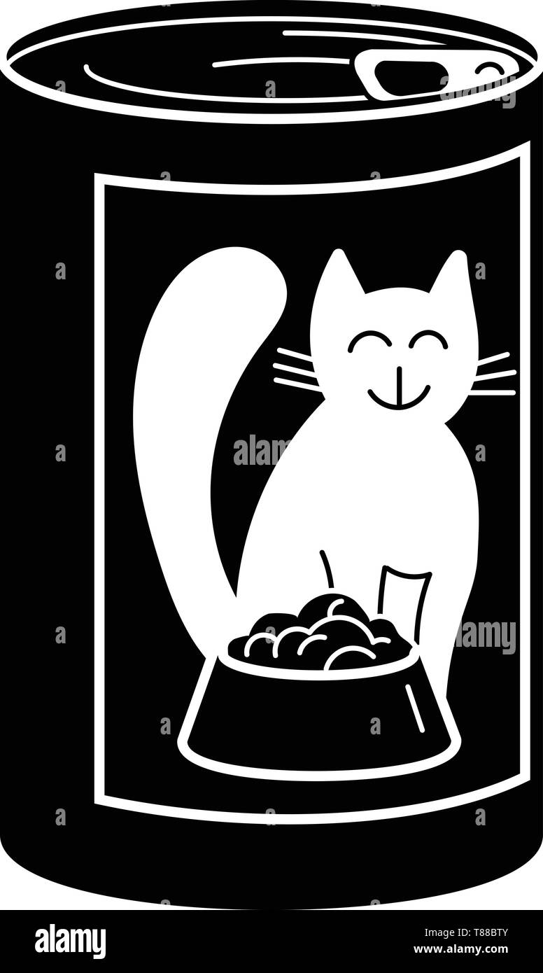 Cat tin can icon Black and White Stock Photos & Images - Alamy