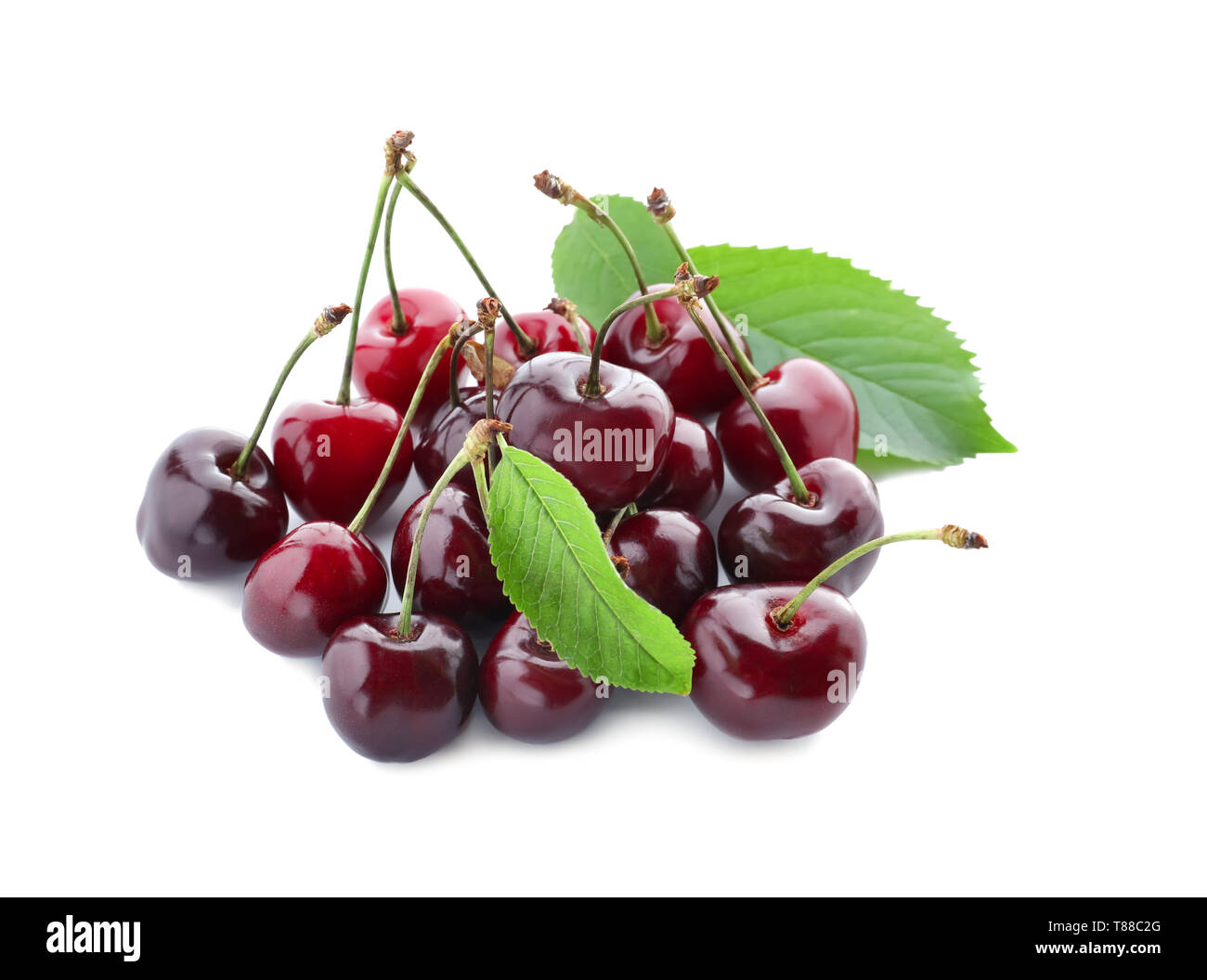 Ripe cherry on white background Stock Photo - Alamy