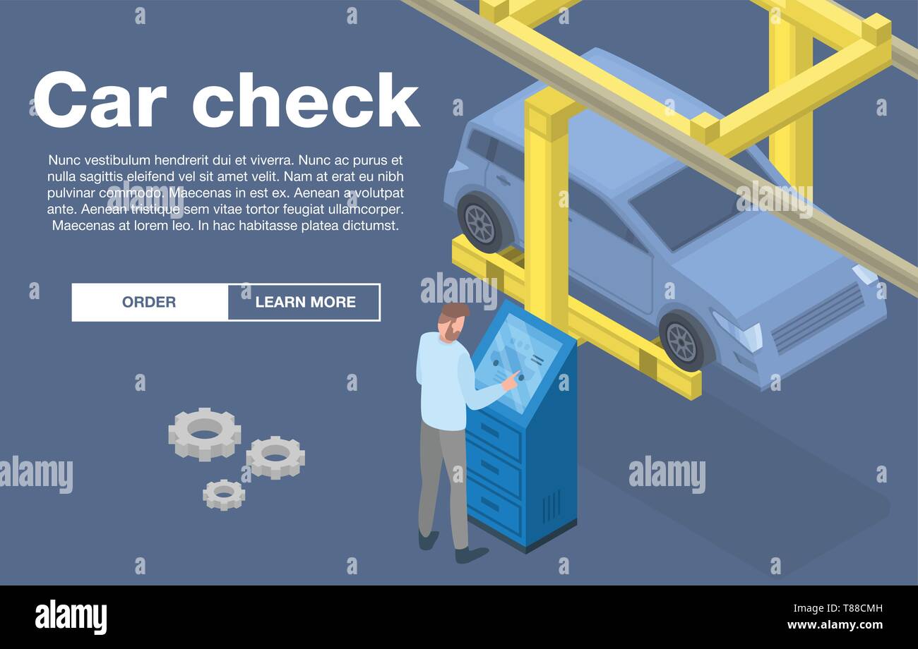 Car service check concept banner, isometric style Stock Vector Image ...