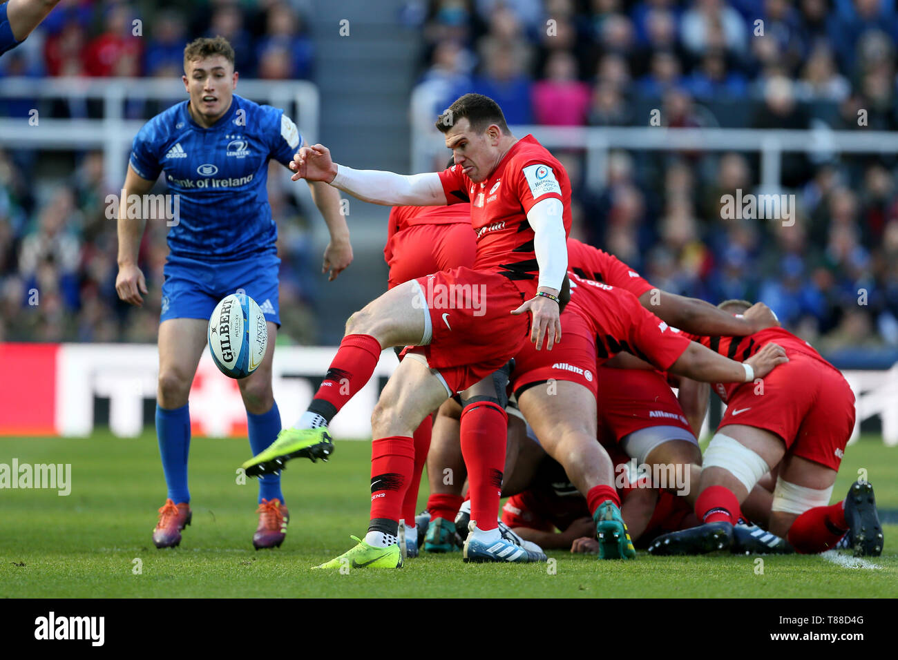 Saracens Ben Spencer kicks during the Champions Cup Final at St James ...