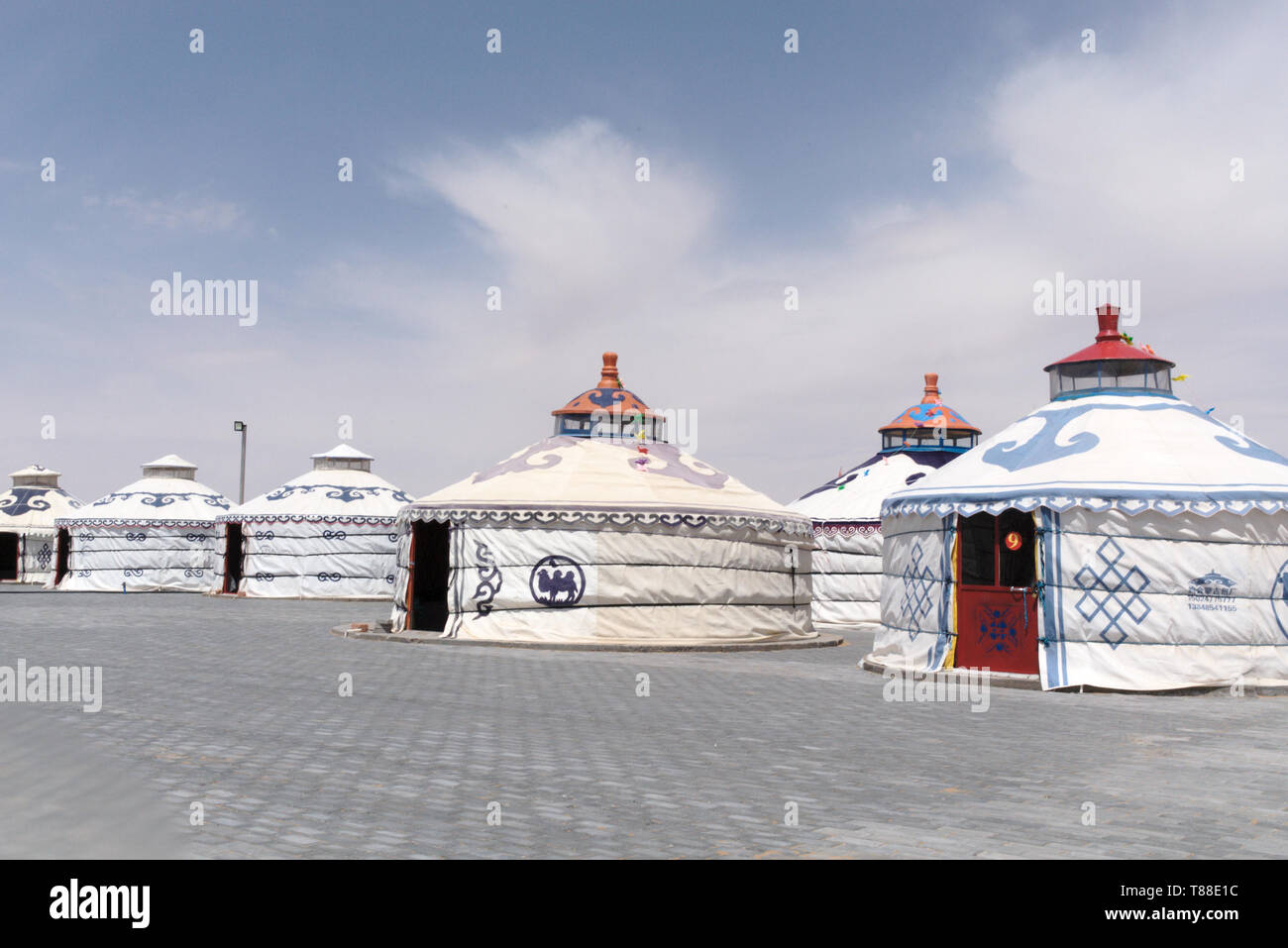 Tents at Tengger Desert, Inner Mongolia, China Stock Photo - Alamy