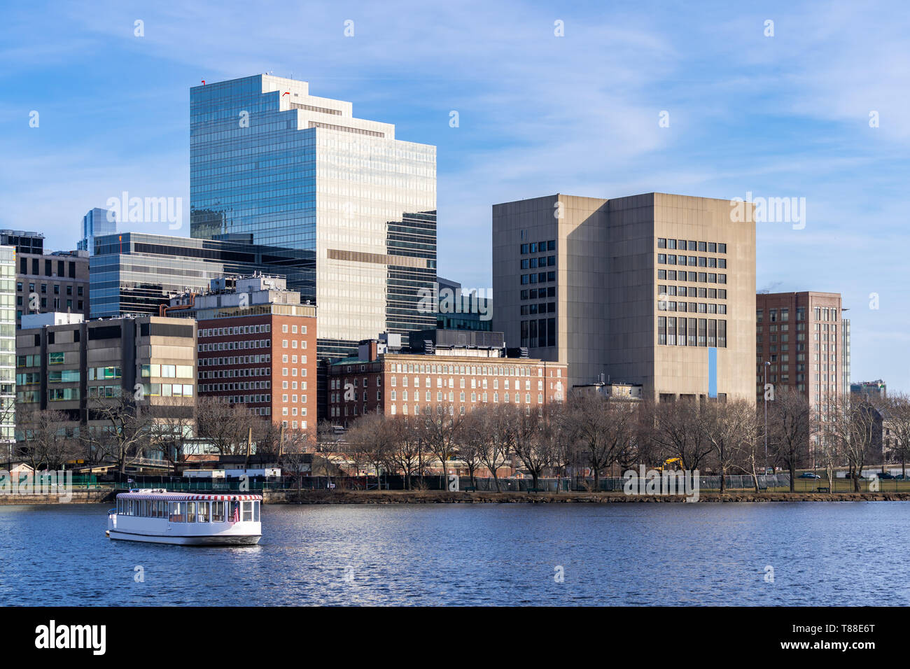 Boston Downtown cityscape along Charles River with skylines building at ...