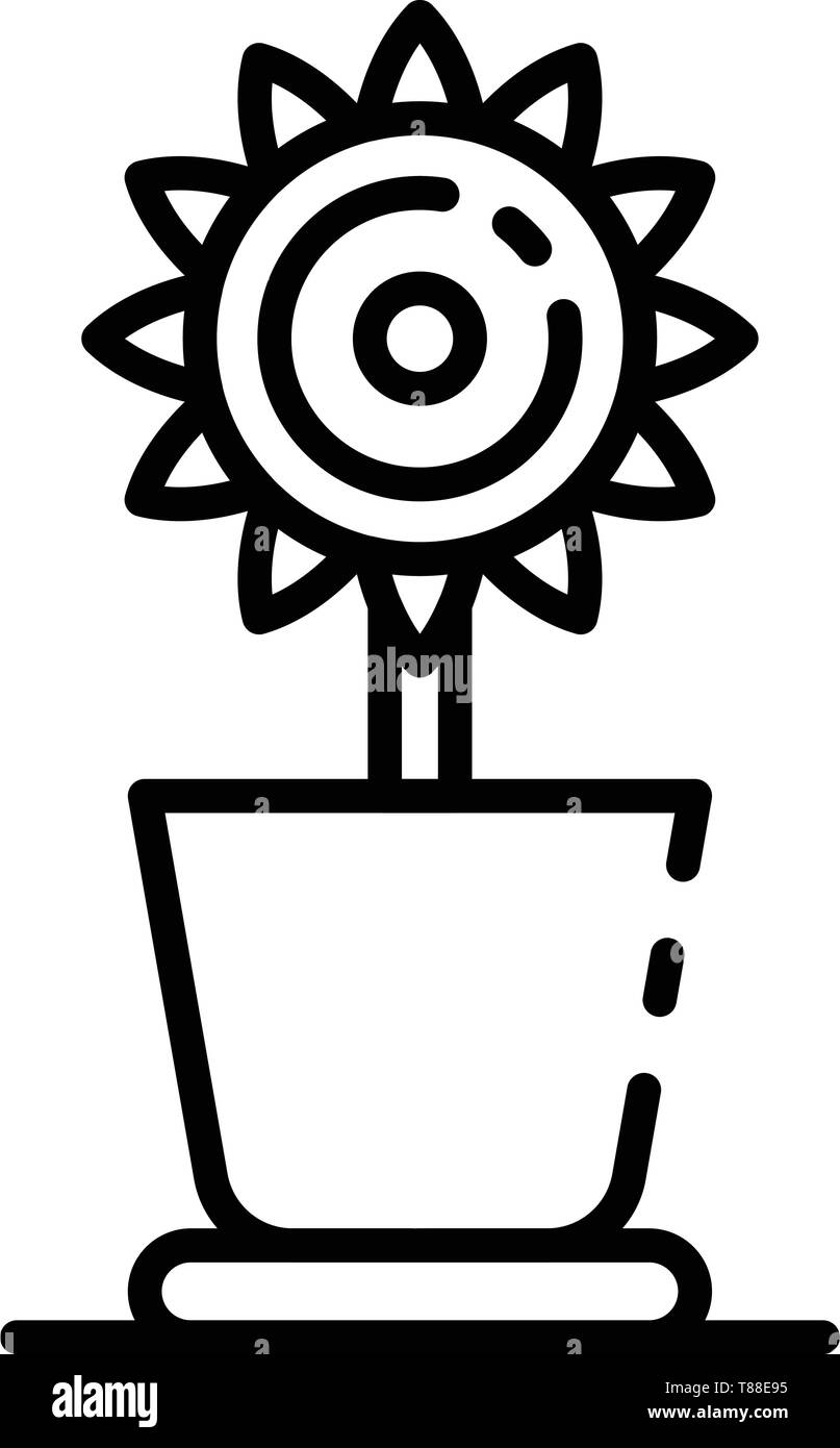 Cute flower pot icon, outline style Stock Vector Image & Art - Alamy