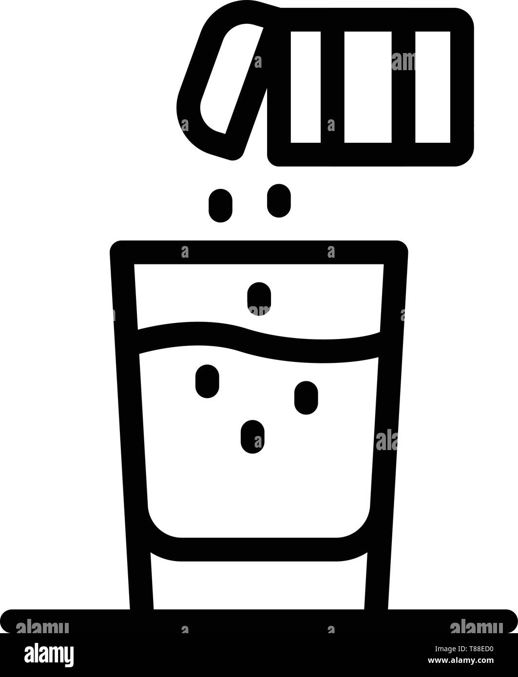 Pills and a glass of water icon, outline style Stock Vector Image & Art ...