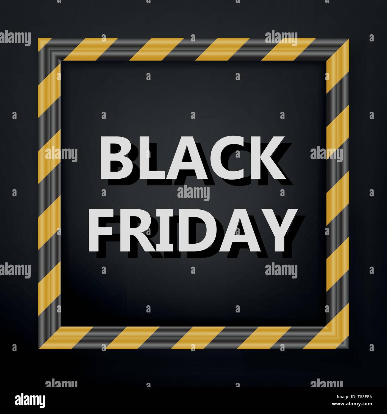 Black Friday sign with warning marked picture frame against black ...