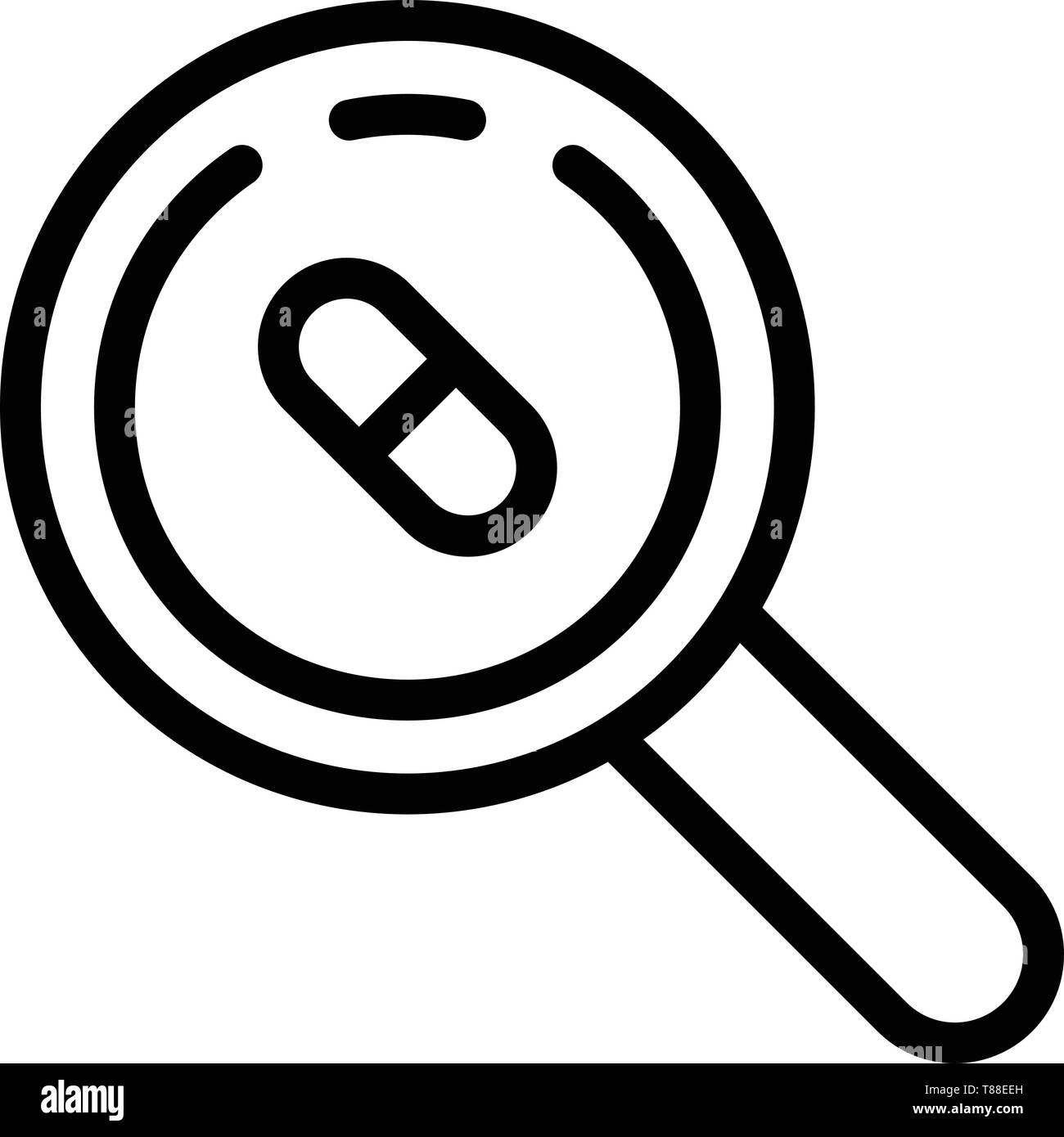 Capsule under magnifier icon, outline style Stock Vector Image & Art ...