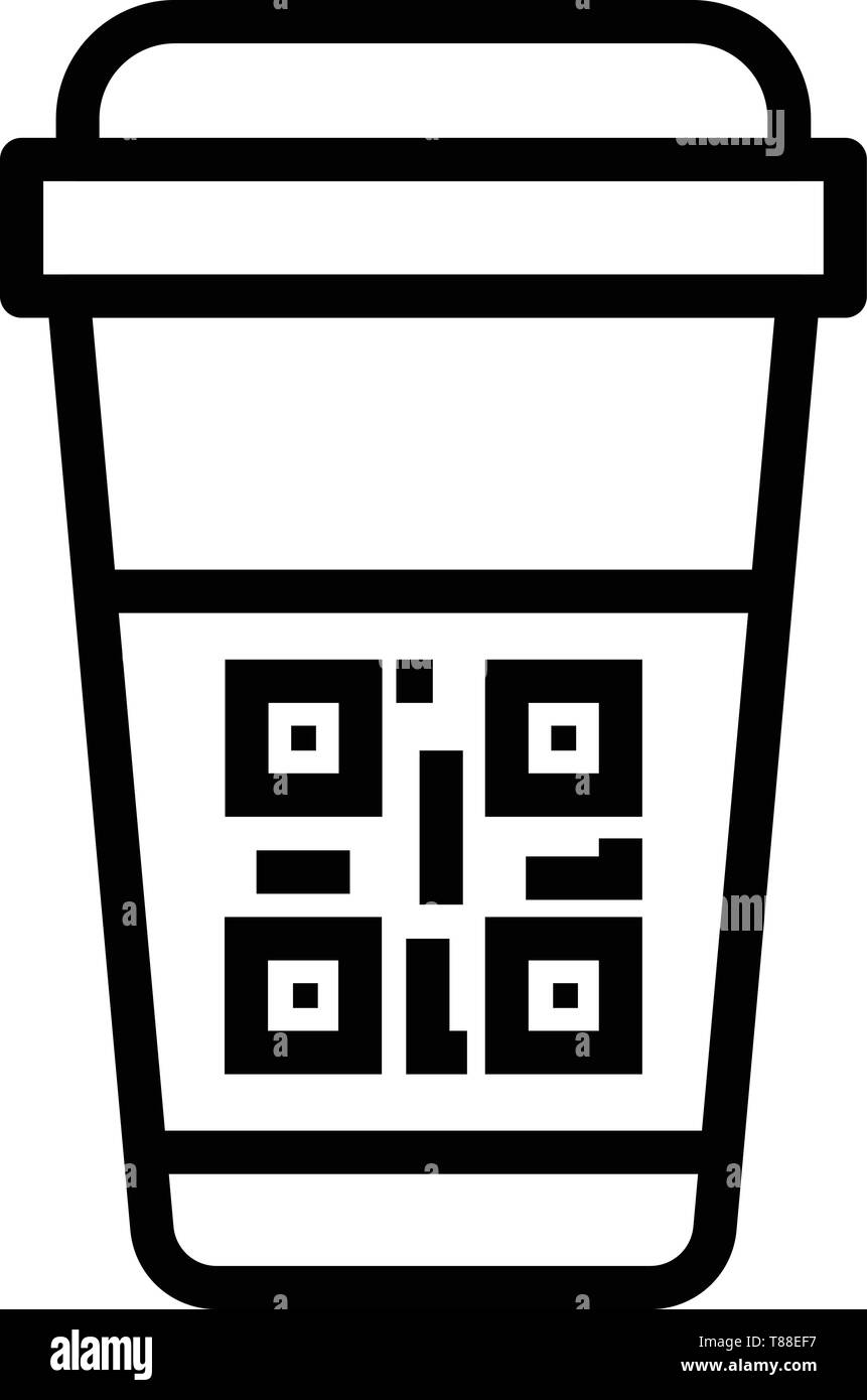 QR code on a plastic cup icon, outline style Stock Vector Image & Art ...