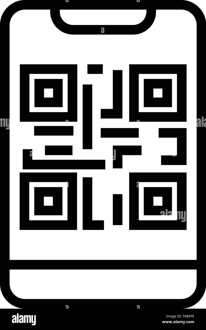 QR code on the smartphone icon, outline style Stock Vector Image & Art ...