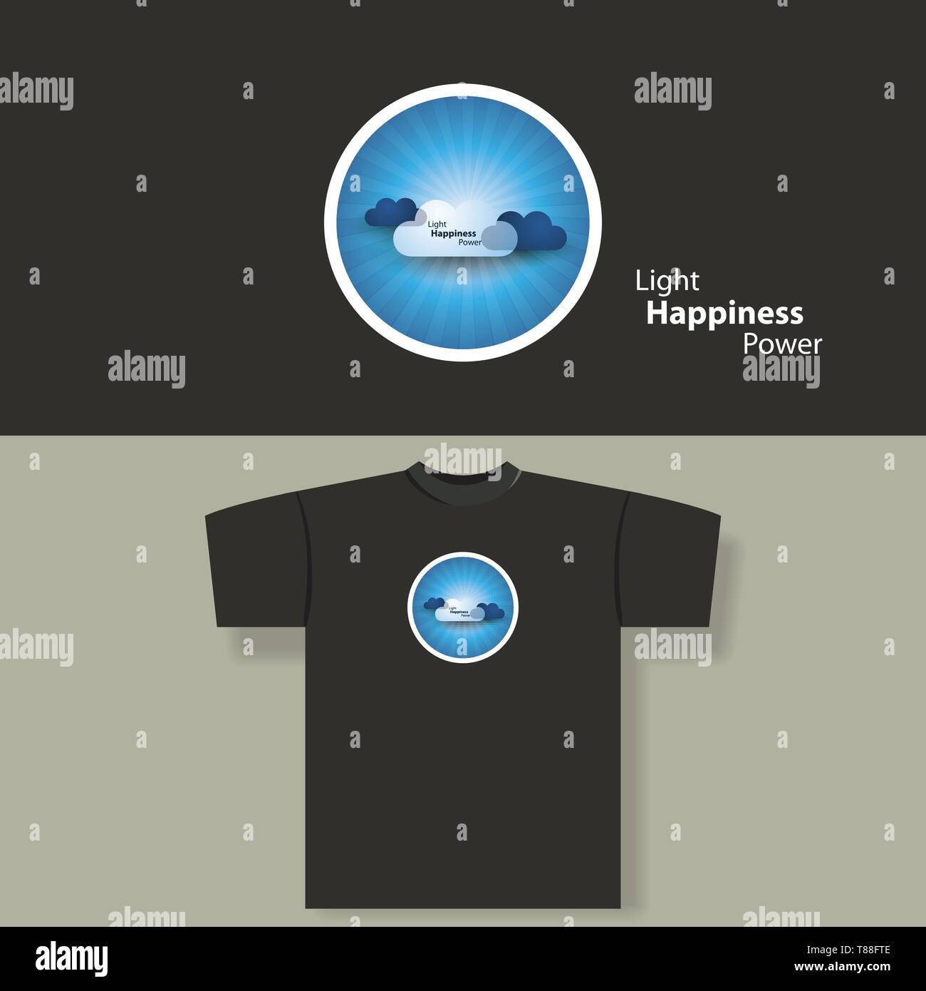 Blue T-shirt Print With Clouds Design - Vector Illustration Stock ...