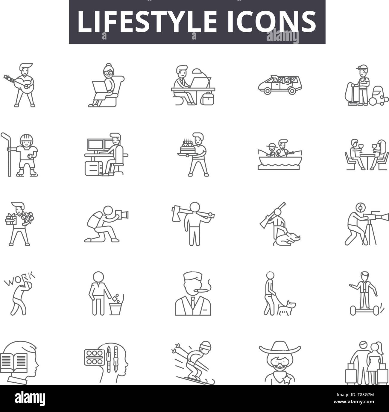 Lifestyle concept line icons, signs, vector set, outline concept ...