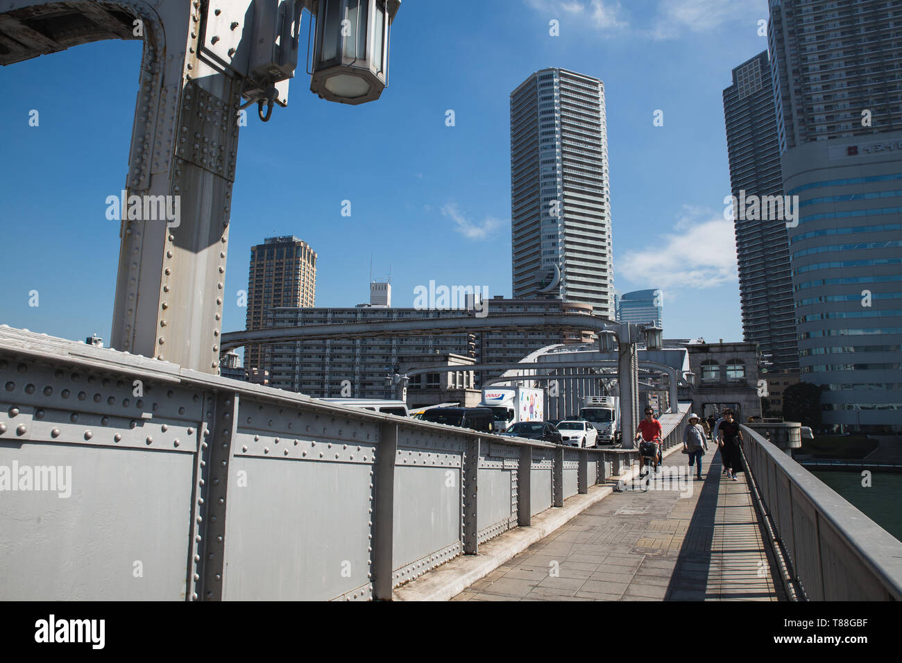 tokyo,japan - oct,6,2018:kachidoki bridge overthe sumida river in tokyo ...