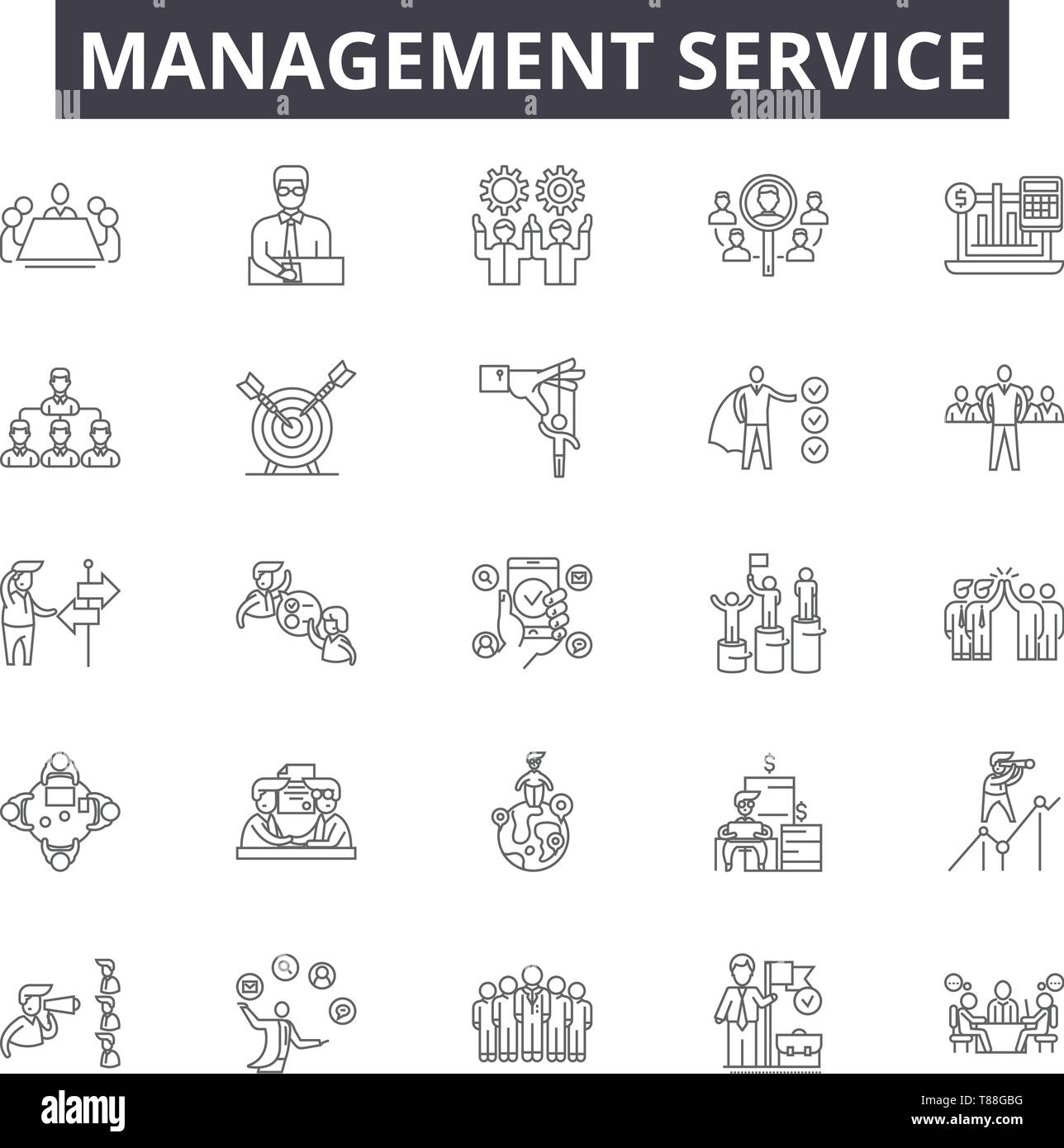 Managment service line icons, signs, vector set, outline concept ...