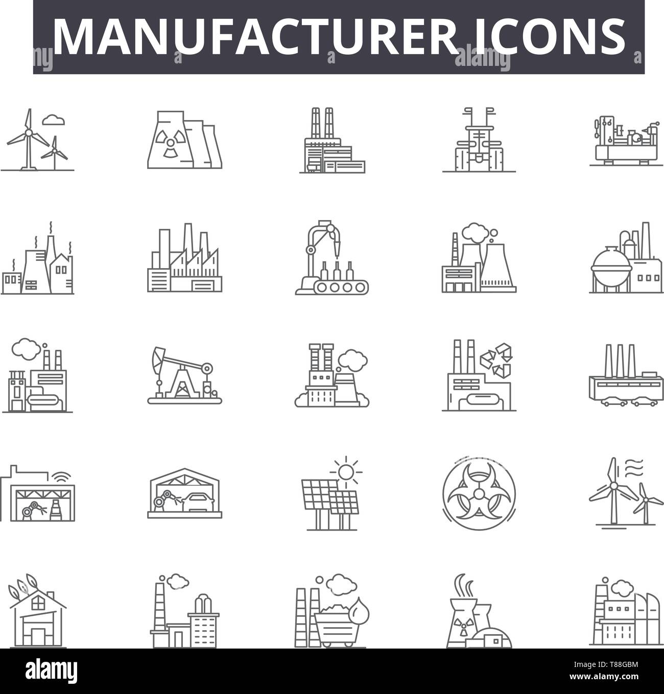 Manufacturer concept line icons, signs, vector set, outline concept ...