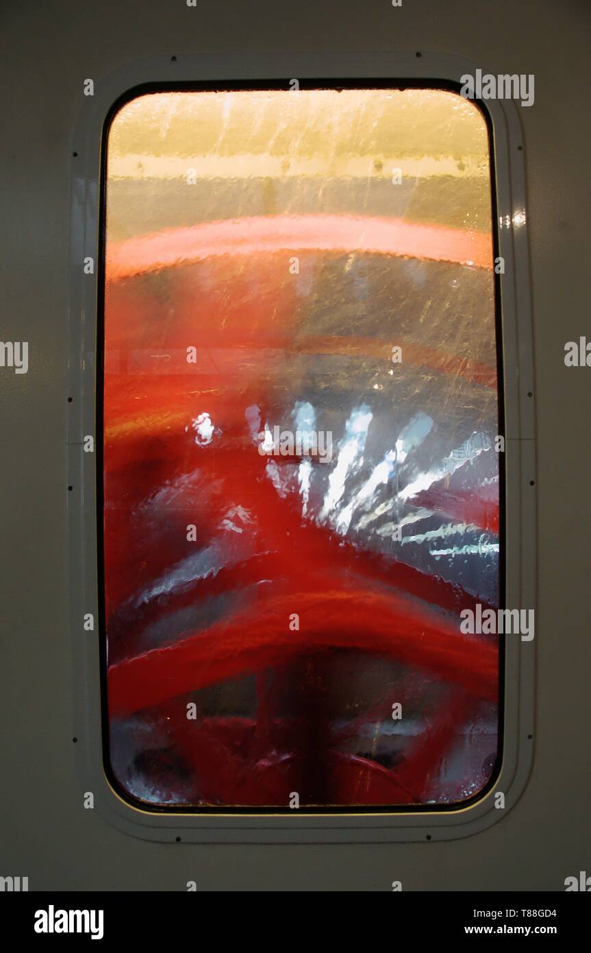 Interior workings of a paddle-steamer on Lake Liucerne, Switzerland ...