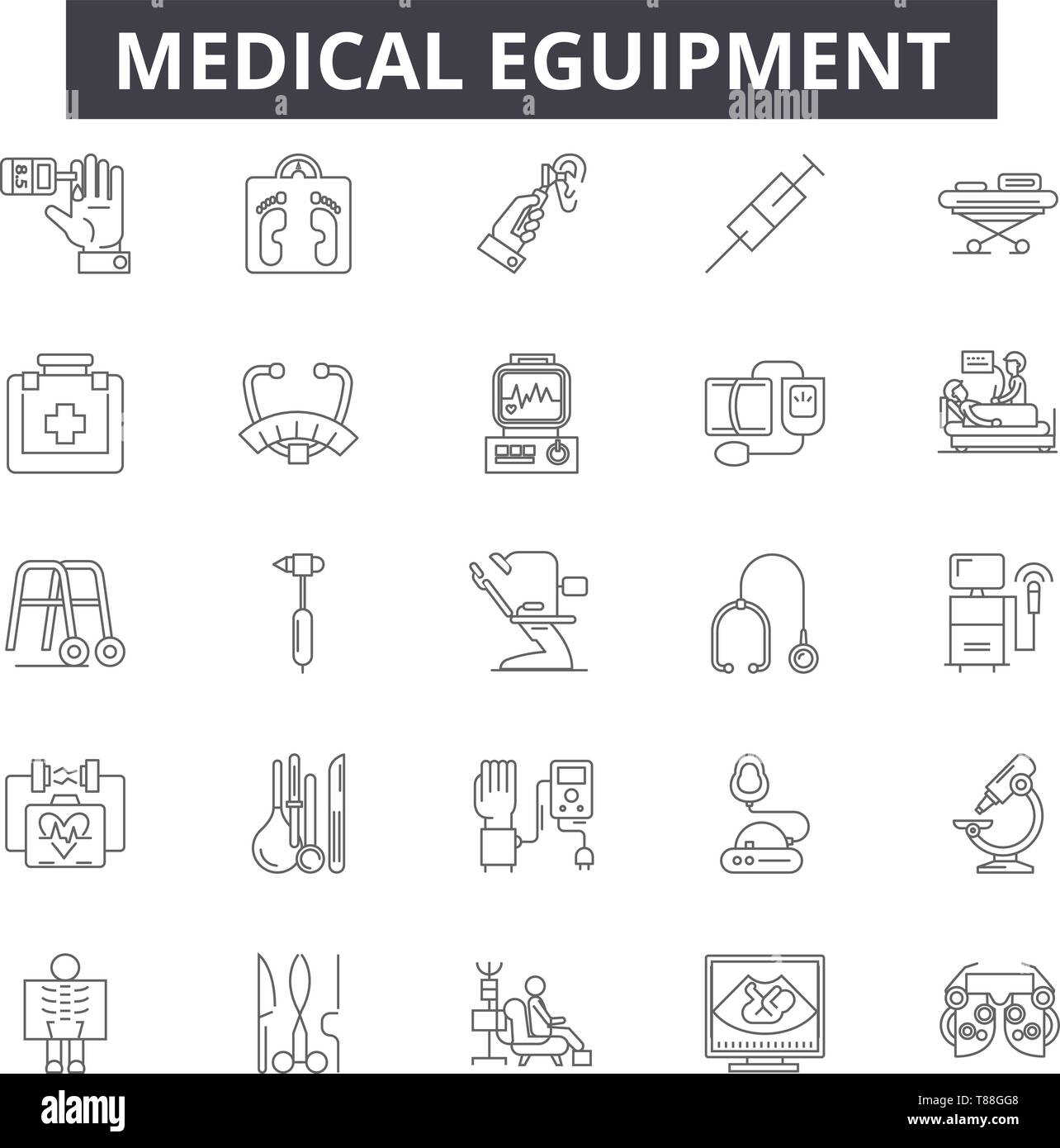 Medical eguipment line icons, signs, vector set, outline concept ...