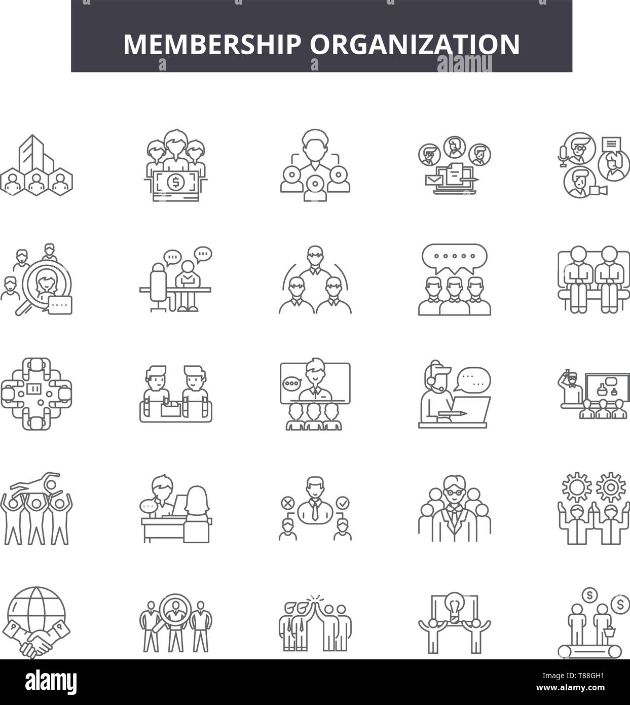 Membership organization line icons, signs, vector set, outline concept ...