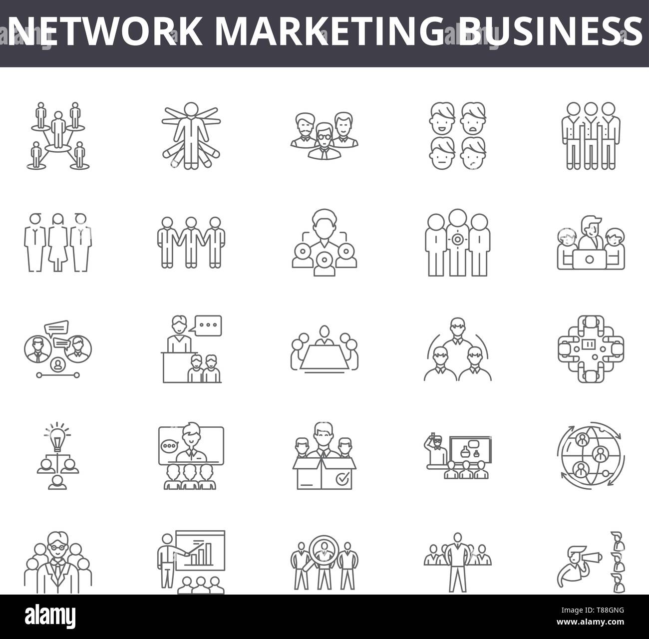 Network marketing business line icons, signs, vector set, outline ...