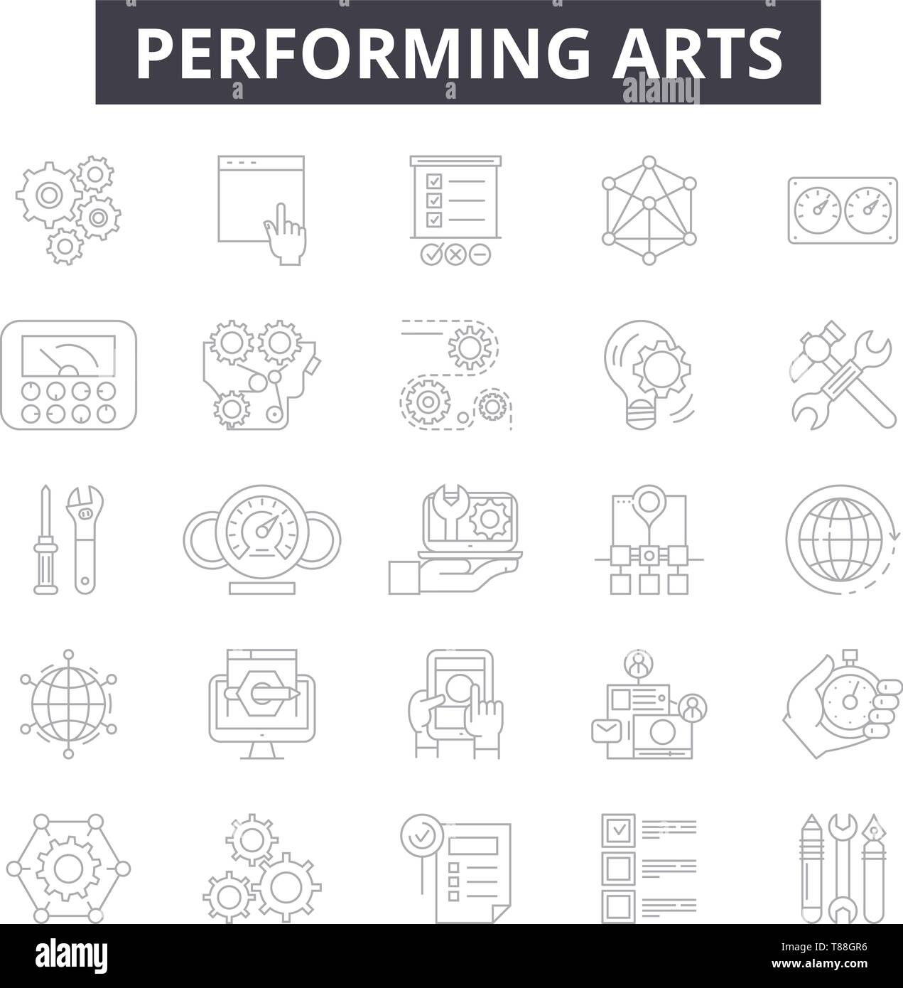 Performing arts line icons, signs, vector set, outline concept, linear ...