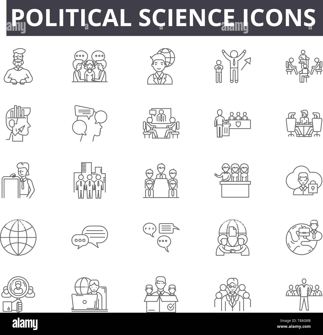 Political science line icons, signs, vector set, outline concept ... Political science line icons, signs, vector set, outline concept ...